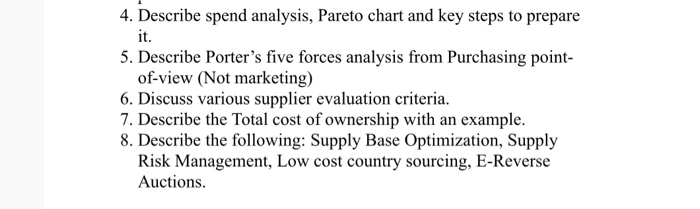 Solved 4. Describe spend analysis, Pareto chart and key | Chegg.com