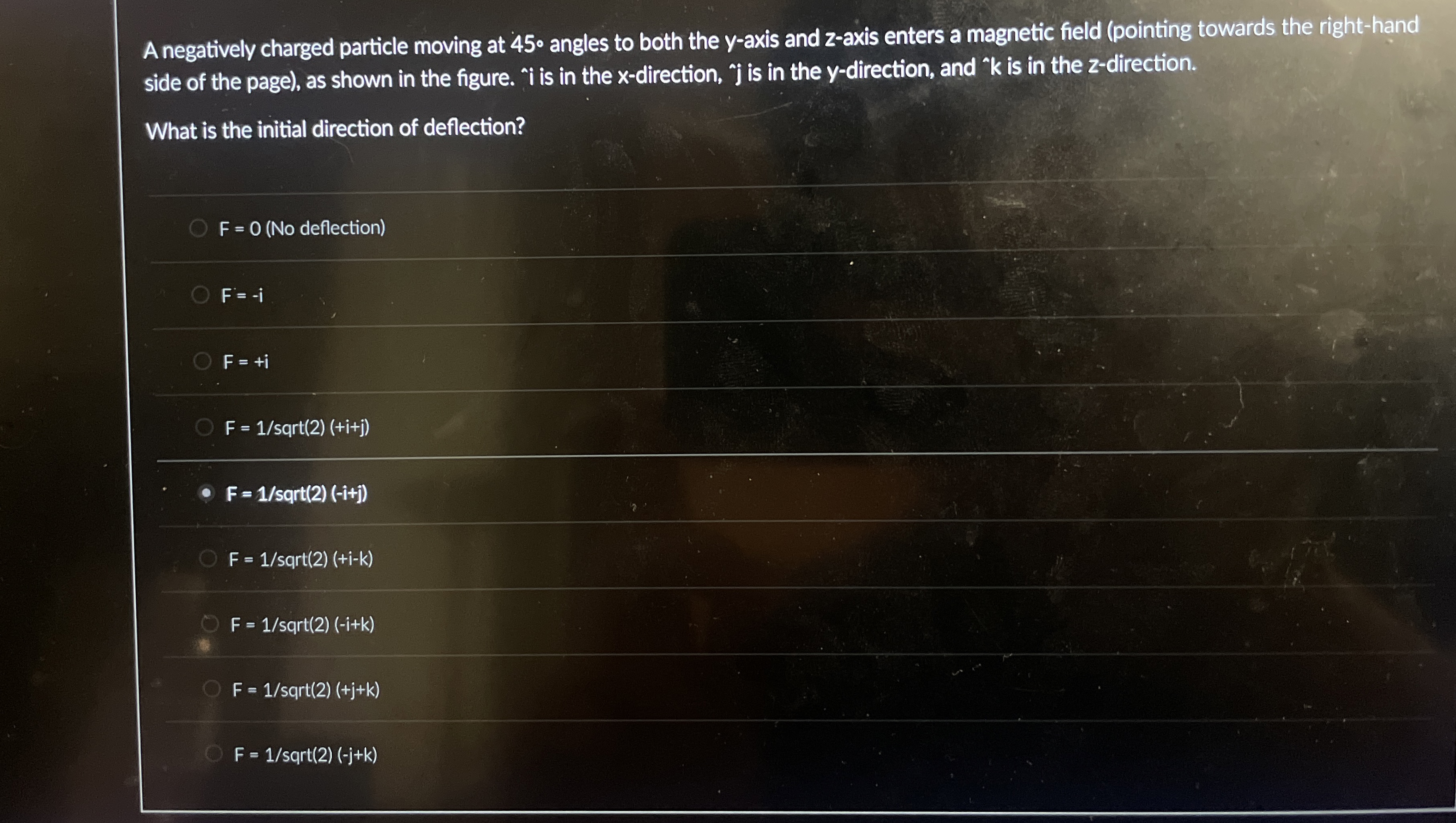 Solved A negatively charged particle moving at 45° ﻿angles | Chegg.com