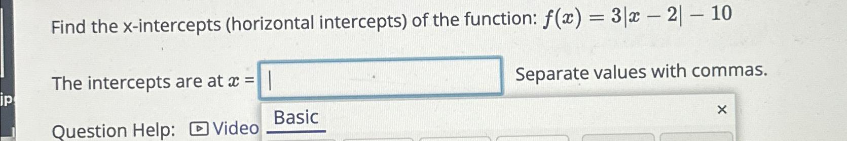 Solved Find the x-intercepts (horizontal intercepts) ﻿of the | Chegg.com