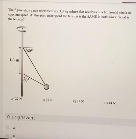 Solved The figure shows two wires tied to a 3.3kg ﻿sphere | Chegg.com