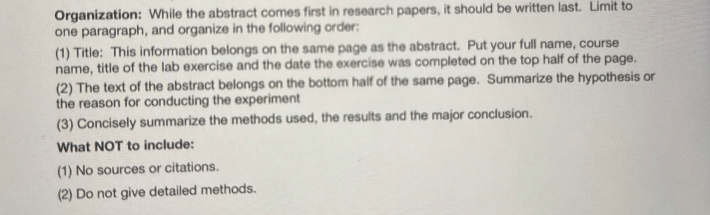 Solved Organization: While the abstract comes first in | Chegg.com