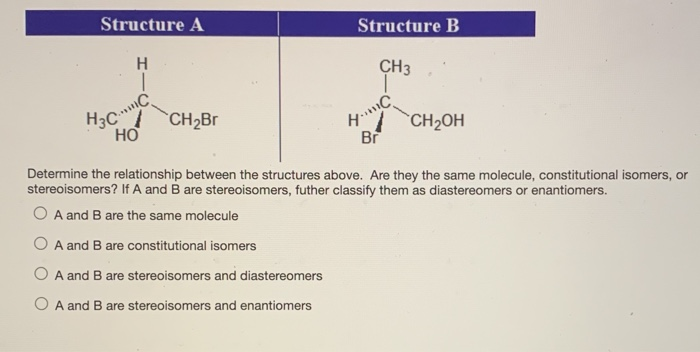 Solved Structure B Hac Structure A Н 7 CH2Br HO СН3 1 H | Chegg.com
