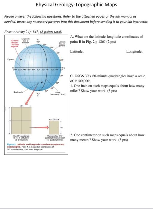 Solved Physical Geology-Topographic Maps Please answer the | Chegg.com