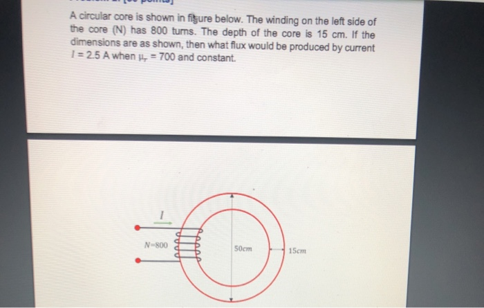 Solved A circular core is shown in figure below. The winding | Chegg.com