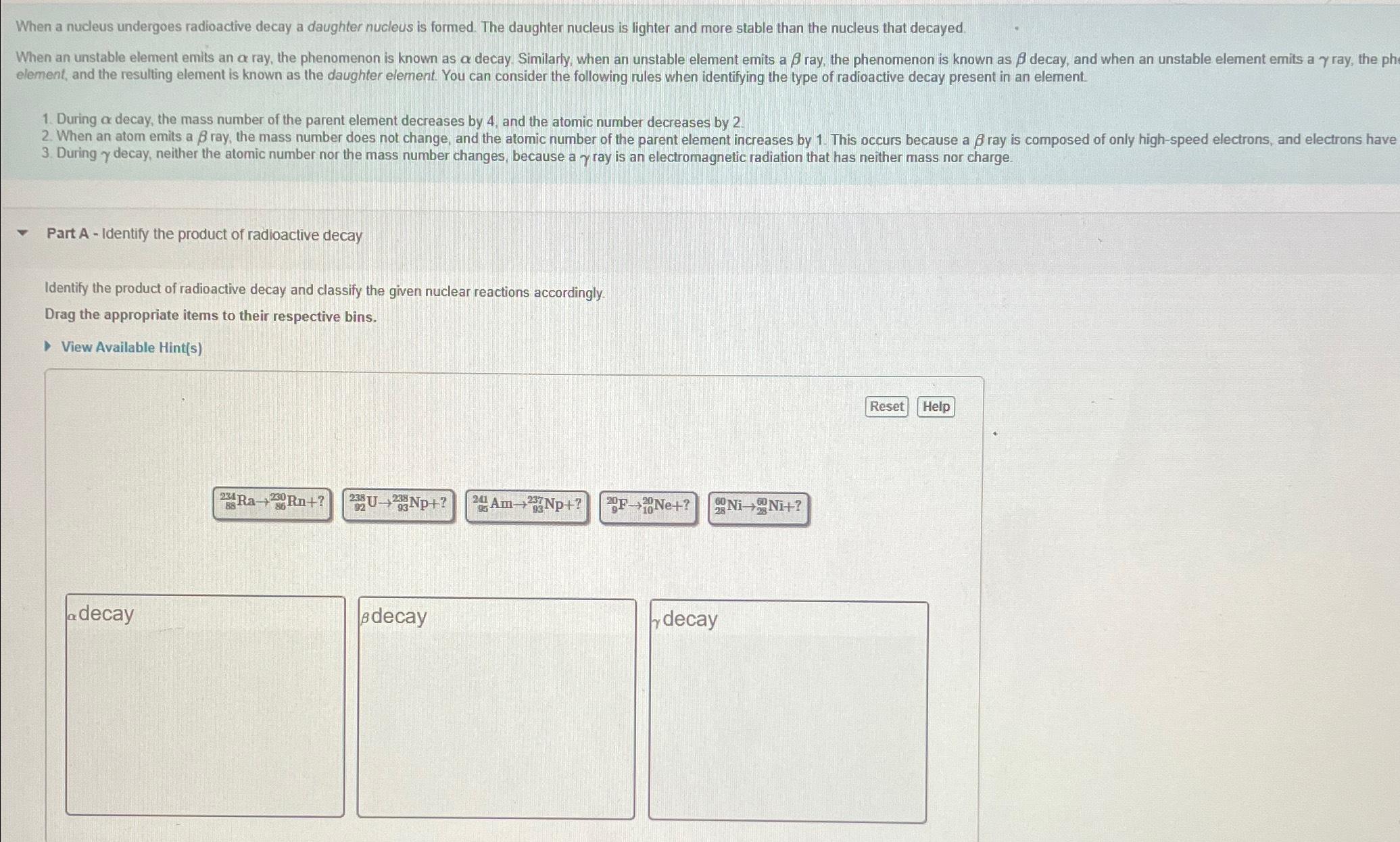 Solved When a nucleus undergoes radioactive decay a daughter | Chegg.com