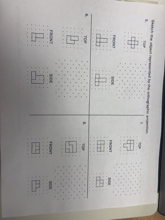 Solved Sketch the object represented by the orthographic | Chegg.com