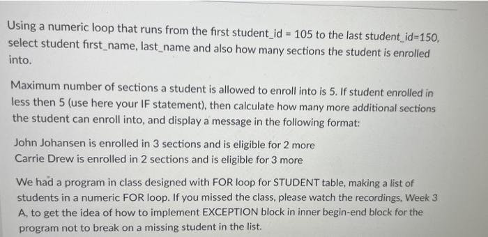 Solved Using A Numeric Loop That Runs From The First