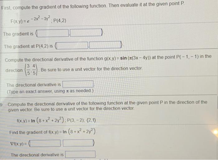 Solved First, compute the gradient of the following | Chegg.com