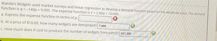 Solved Wanda's Widgets used market surveys and linear | Chegg.com