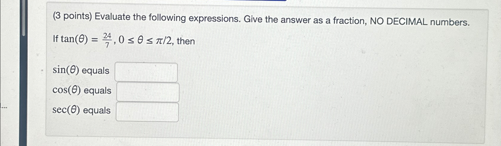 Solved (3 ﻿points) ﻿Evaluate the following expressions. Give | Chegg.com