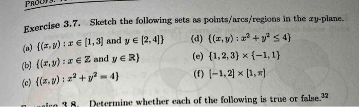 Solved Exercise 3.7. Sketch the following sets as | Chegg.com