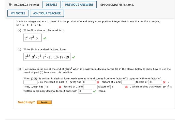 Solved If n is an integer and n>1, then n! is the product of | Chegg.com