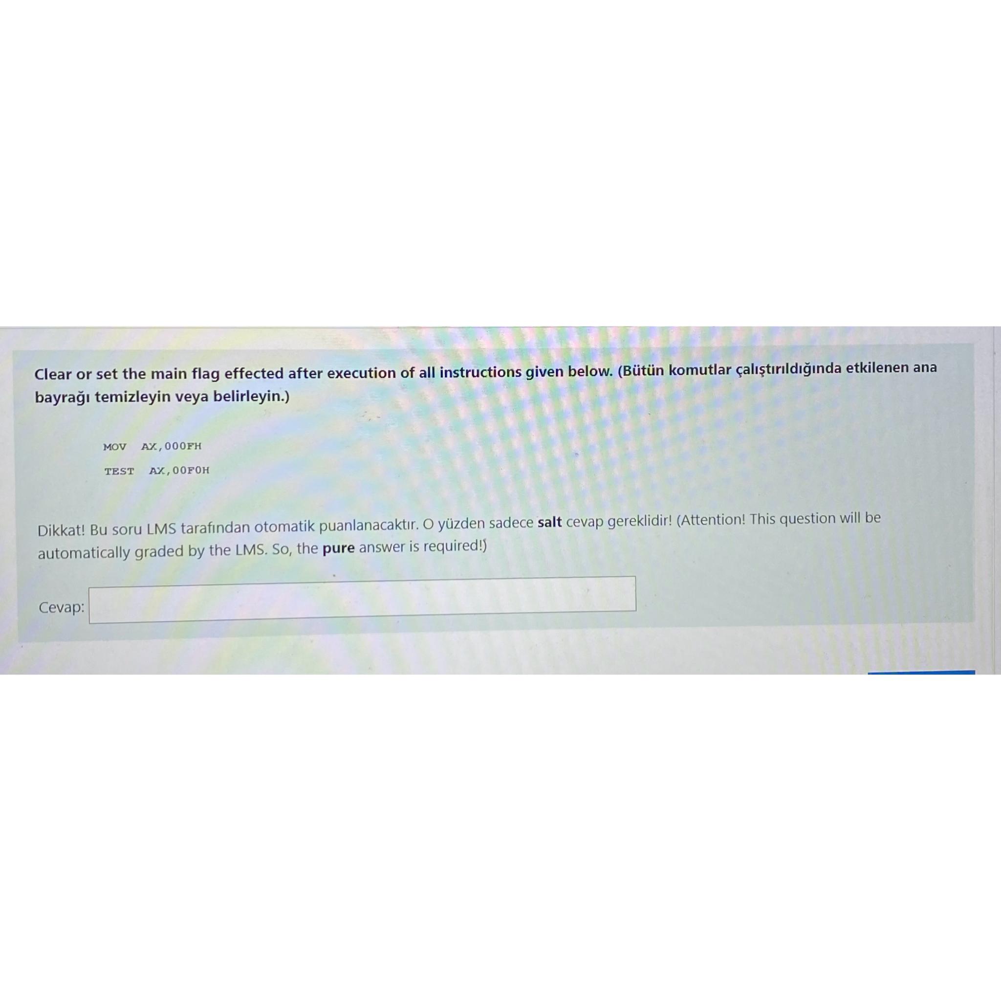 Solved Clear or set the main flag effected after execution | Chegg.com