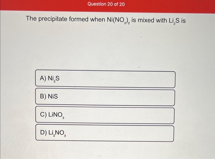 Solved The precipitate formed when Ni(NO3)2 is mixed with | Chegg.com