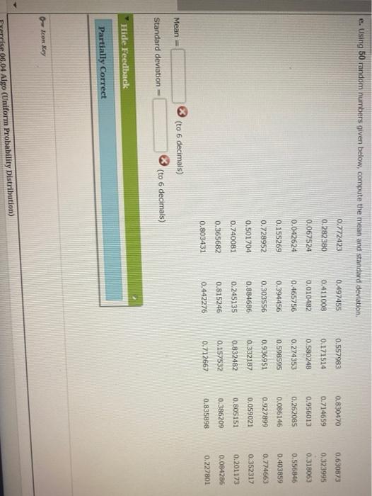Solved e. Using 50 random numbers given below, compute the | Chegg.com