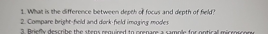 Solved What is the difference between depth off focus and | Chegg.com