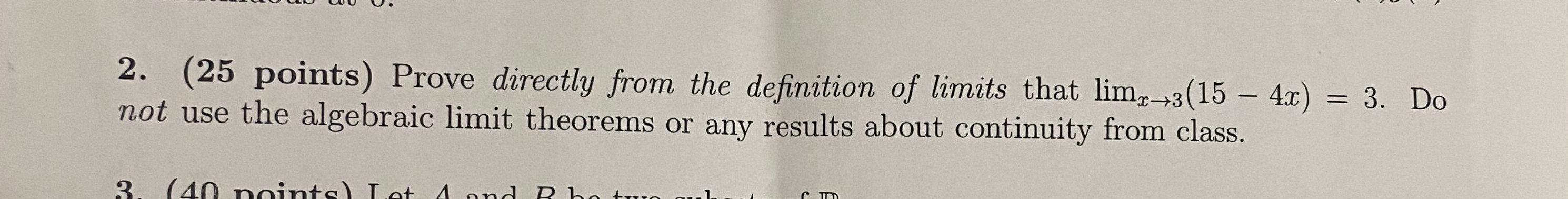 Solved Prove directly from the definition of limits that | Chegg.com