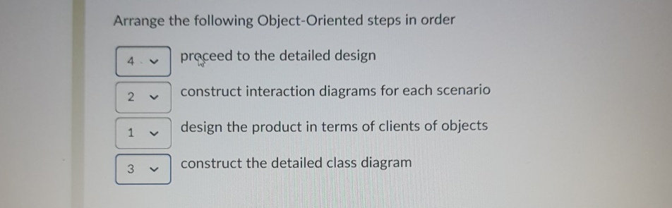Solved Arrange the following Object-Oriented steps in order | Chegg.com