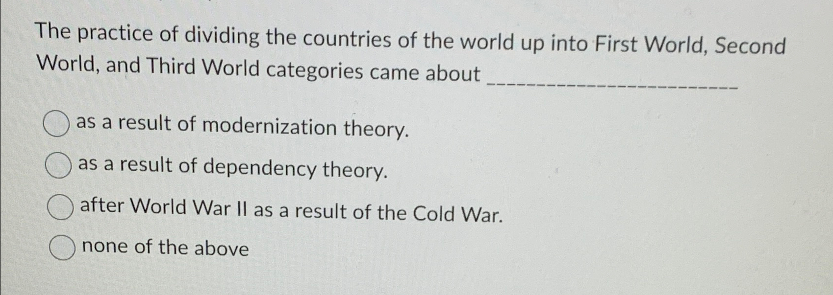 Solved The practice of dividing the countries of the world | Chegg.com