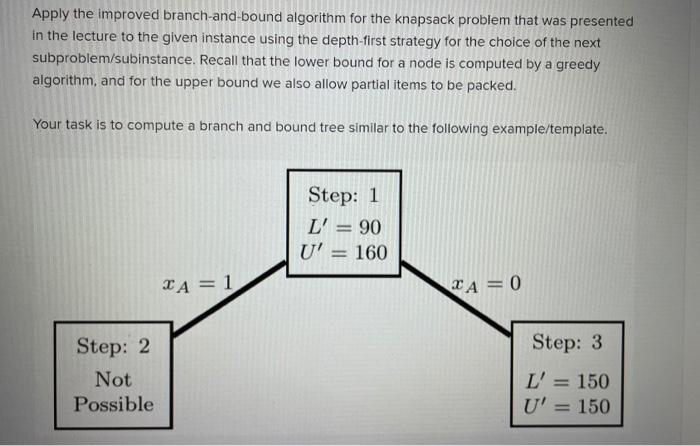Solved Consider the following knapsack instance. Weights and | Chegg.com