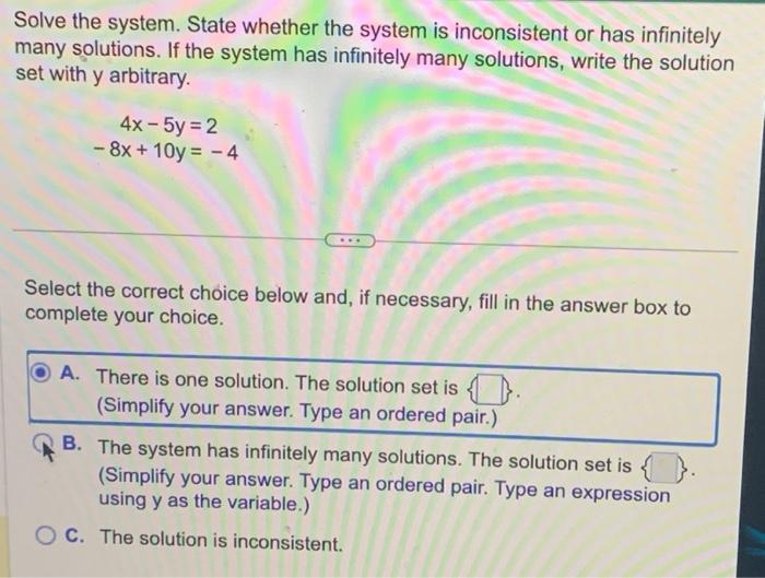 Solved Solve the system. State whether the system is | Chegg.com