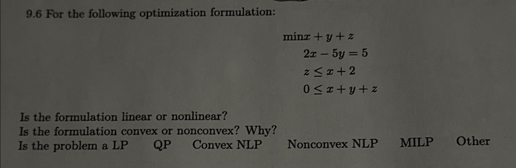Solved 9.6 ﻿For the following optimization | Chegg.com