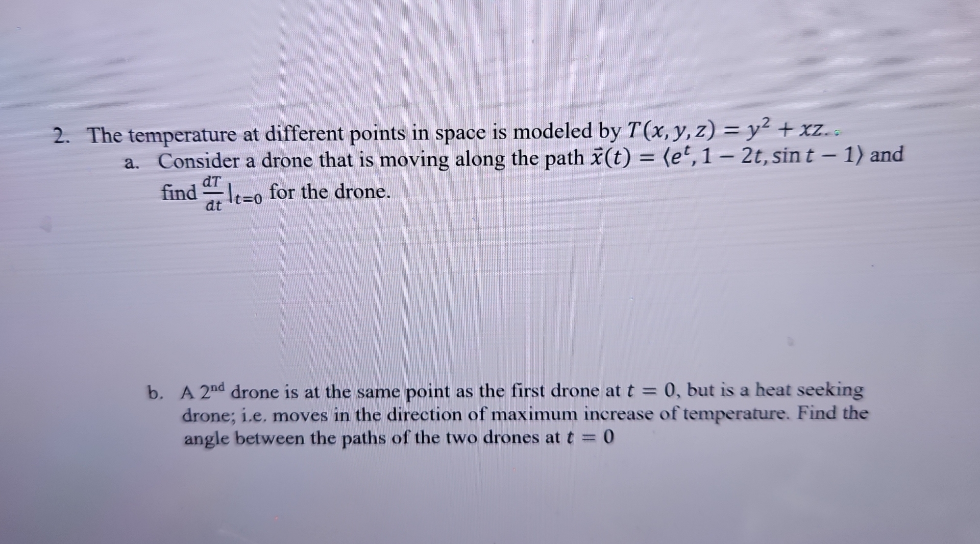 Solved The temperature at different points in space is | Chegg.com