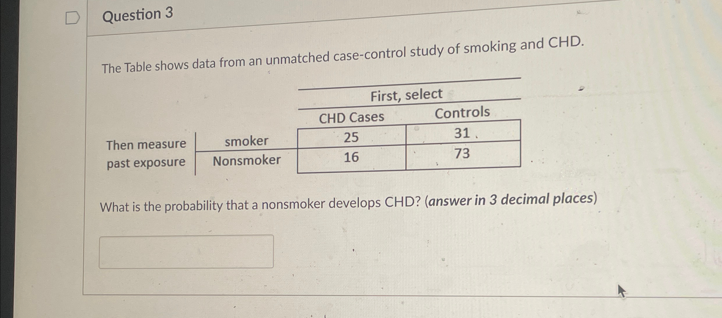 Solved Question 3The Table shows data from an unmatched | Chegg.com