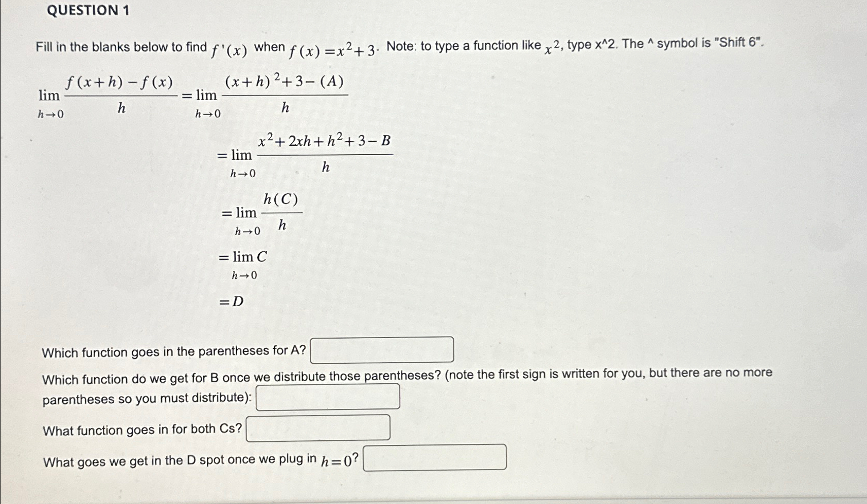 Solved QUESTION 1Fill in the blanks below to find f'(x) | Chegg.com