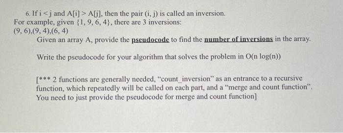 Solved 6. If iA[j], then the pair (i,j) is called an | Chegg.com