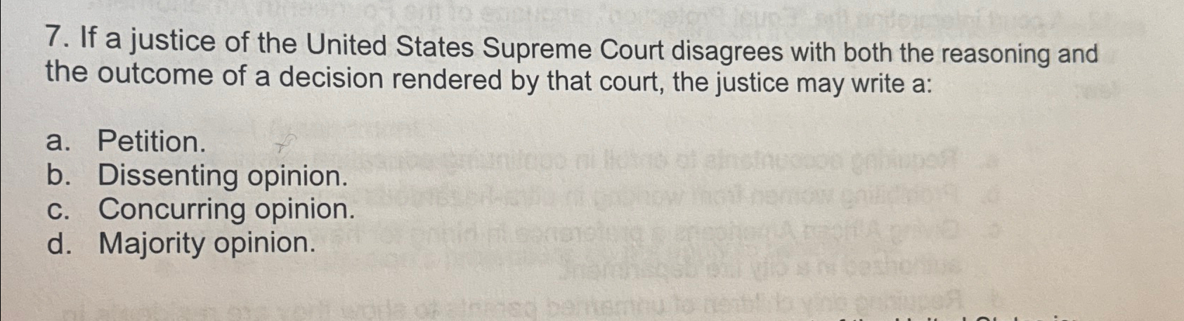 Solved If a justice of the United States Supreme Court | Chegg.com