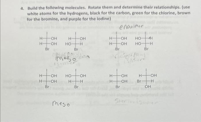 Solved 4. Build the following molecules. Rotate them and | Chegg.com
