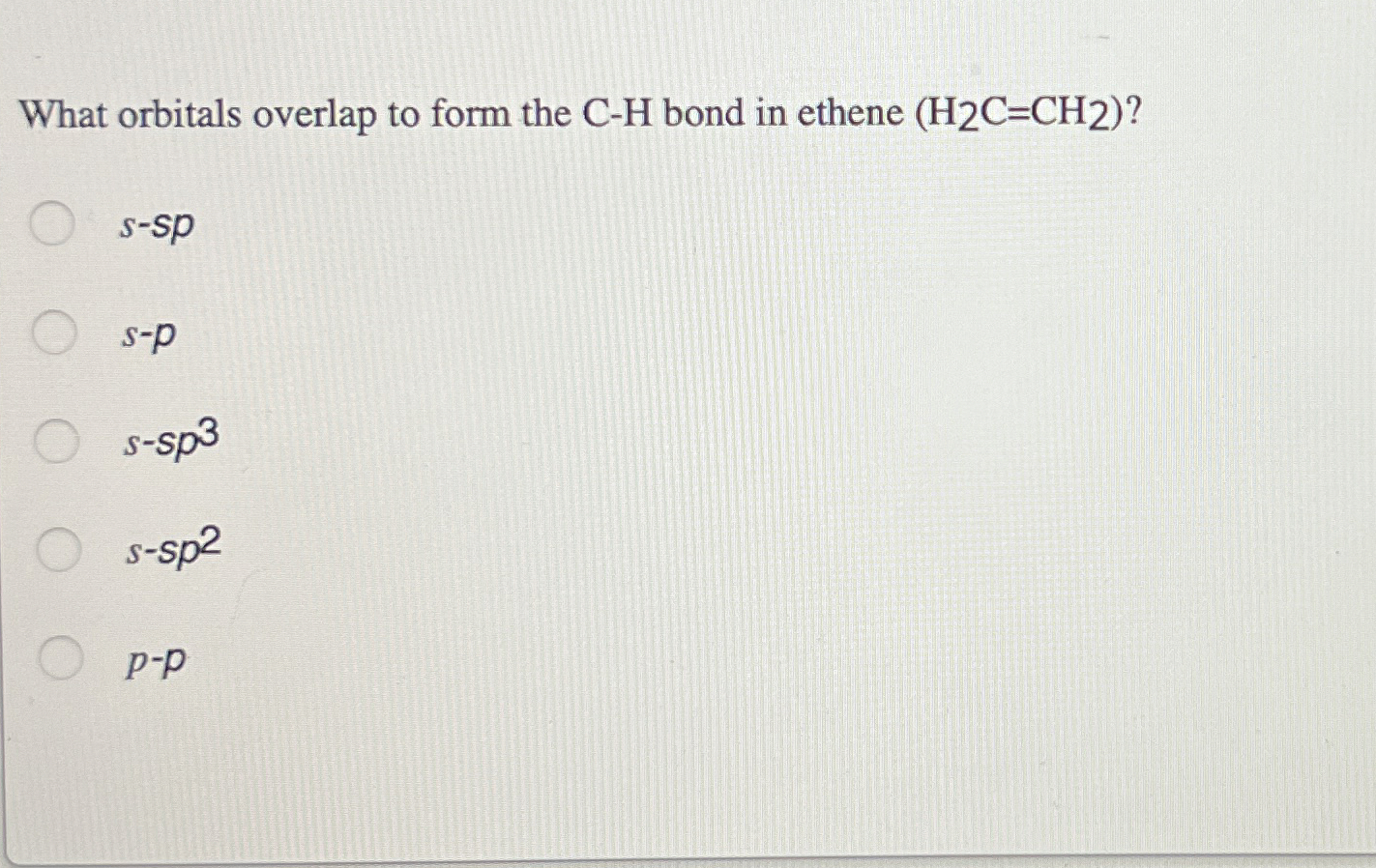 Solved What Orbitals Overlap To Form The C ﻿h Bond In