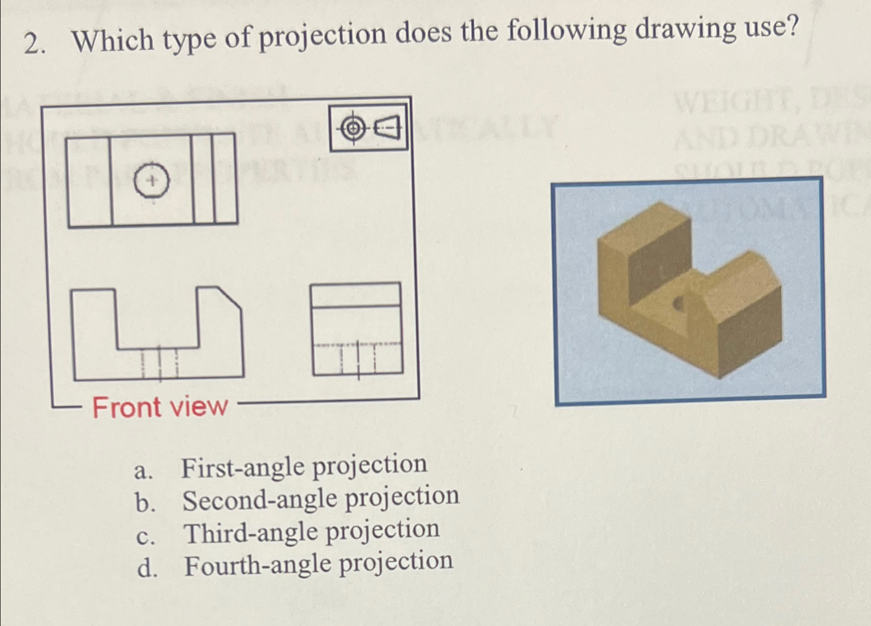 Solved Which type of projection does the following drawing | Chegg.com