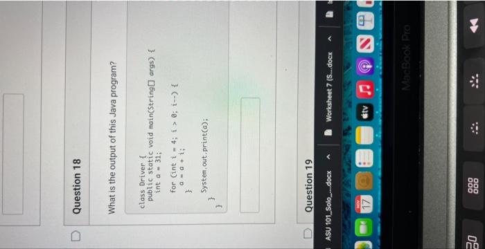 Solved What Is The Output Of This Java Program Class Driver