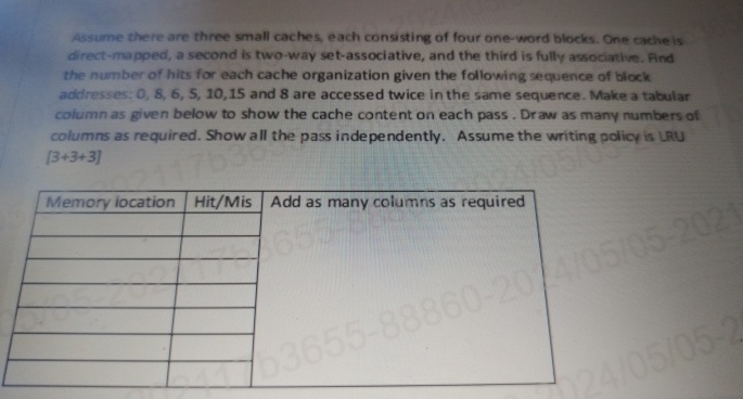 Solved Assume there are three small caches, each consisting | Chegg.com
