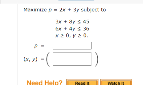 Solved Maximize p=2x+3y ﻿subject | Chegg.com