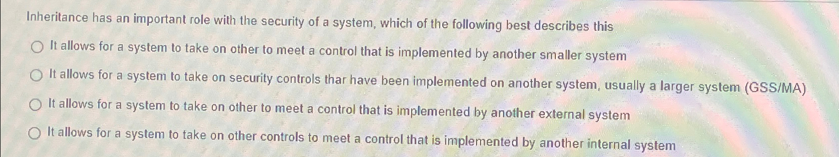 Solved Inheritance has an important role with the security | Chegg.com