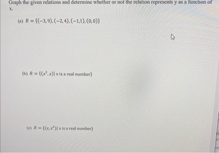 Solved Graph the given relations and determine whether or | Chegg.com