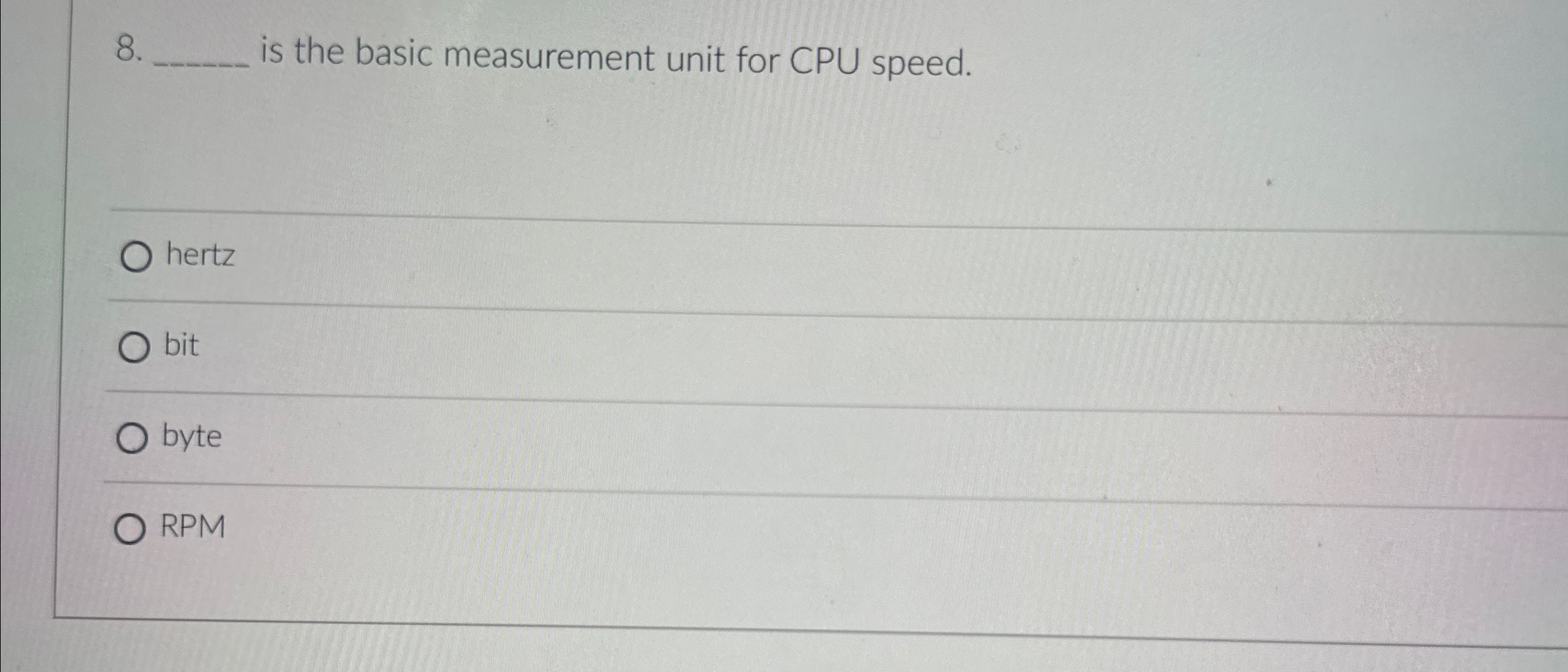 Solved ﻿is the basic measurement unit for CPU | Chegg.com