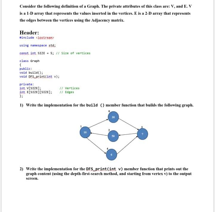 Solved Consider the following definition of a Graph. The | Chegg.com