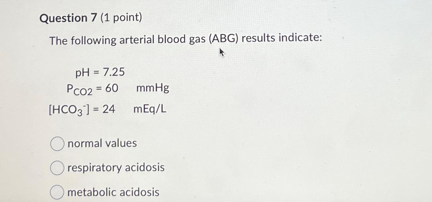 Arterial Blood Gas Results
