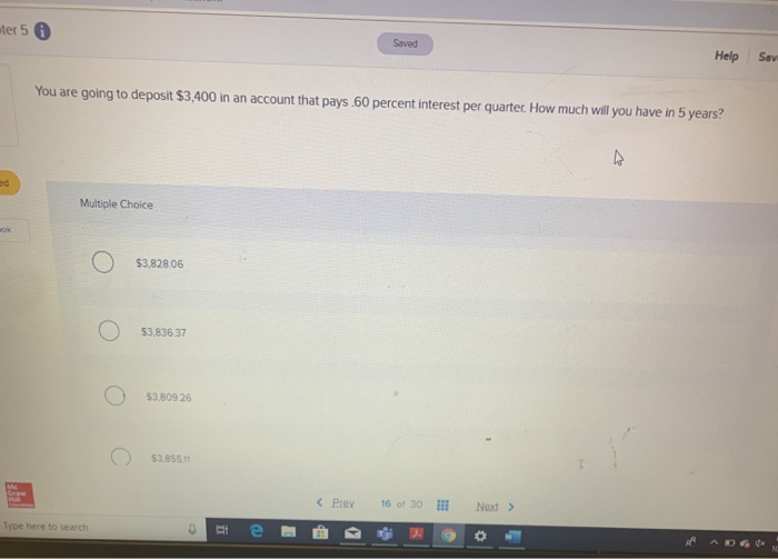 Solved er 5 6 Saved Help Sav You are going to deposit $3,400 | Chegg.com Solved er 5 6 Saved Help Sav You are going to deposit $3,400 | Chegg.com