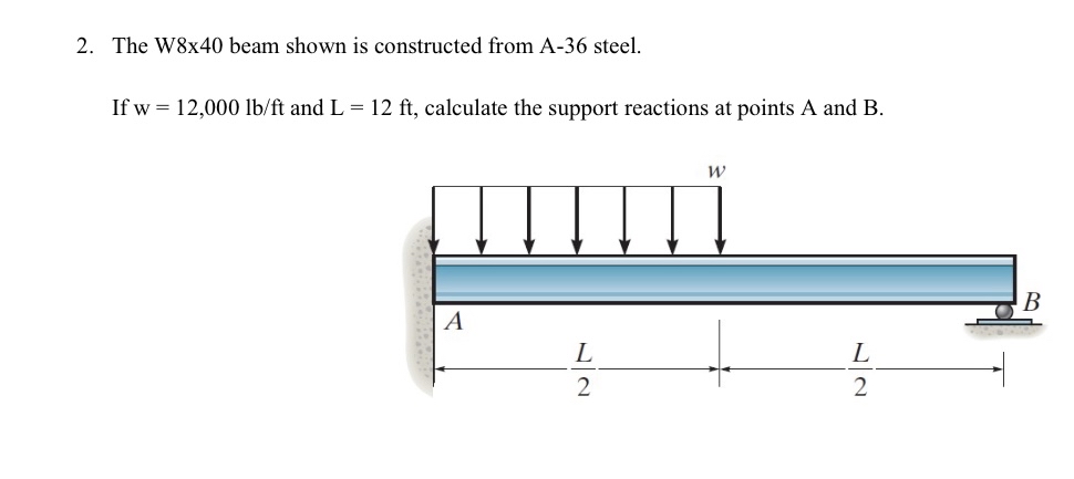 Solved The W8x40 ﻿beam shown is constructed from A-36 | Chegg.com