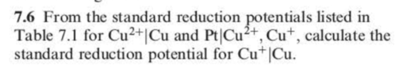 Solved 7.6 ﻿From the standard reduction potentials listed in | Chegg.com