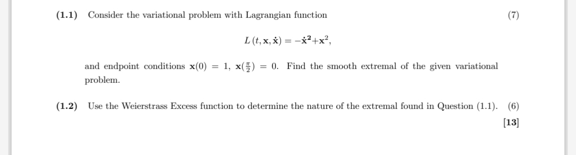 Solved (1.1) ﻿Consider the variational problem with | Chegg.com