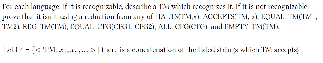 Solved For each language, if it is recognizable, describe a | Chegg.com