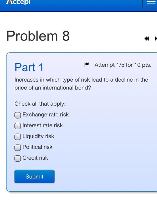 Solved Accepi = Problem 8 Part 1 - Attempt 1/5 for 10 pts. | Chegg.com
