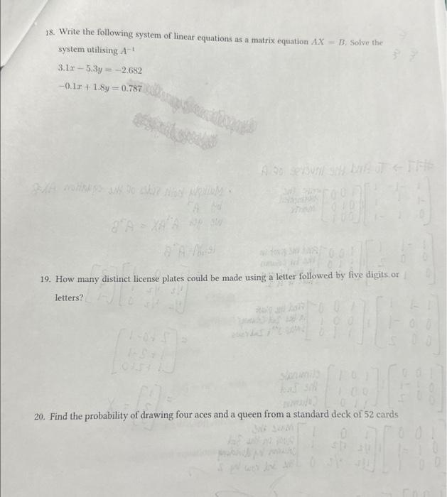 Solved 18. Write the following system of linear equations as | Chegg.com