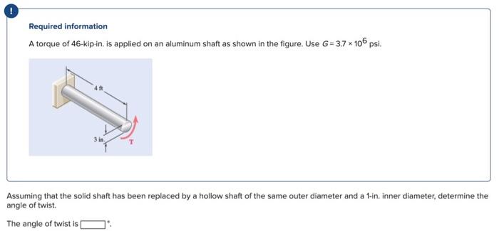 Solved Required information A torque of 46-kip.in. is | Chegg.com